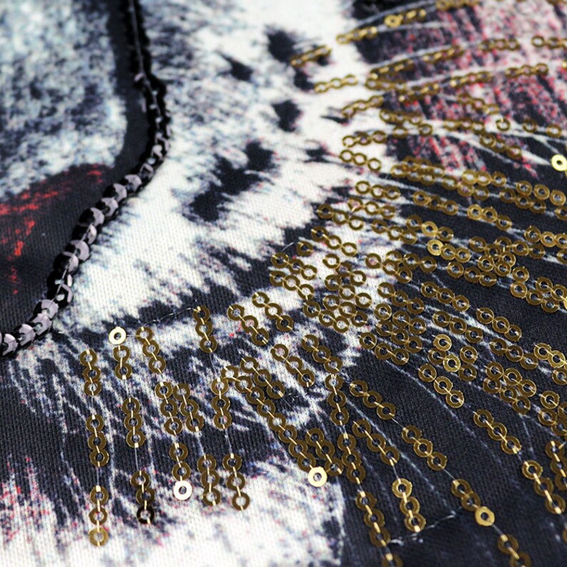 Gold or Silver Large Tiger Head Embroidery Sequined Applique Patch ...