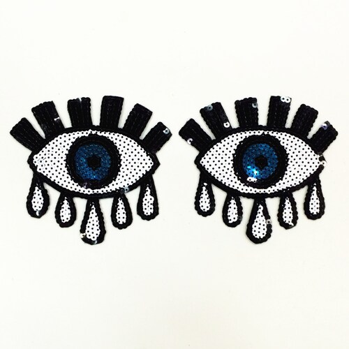One Pair of Eye Sequined Applique Patchpaillette - Etsy