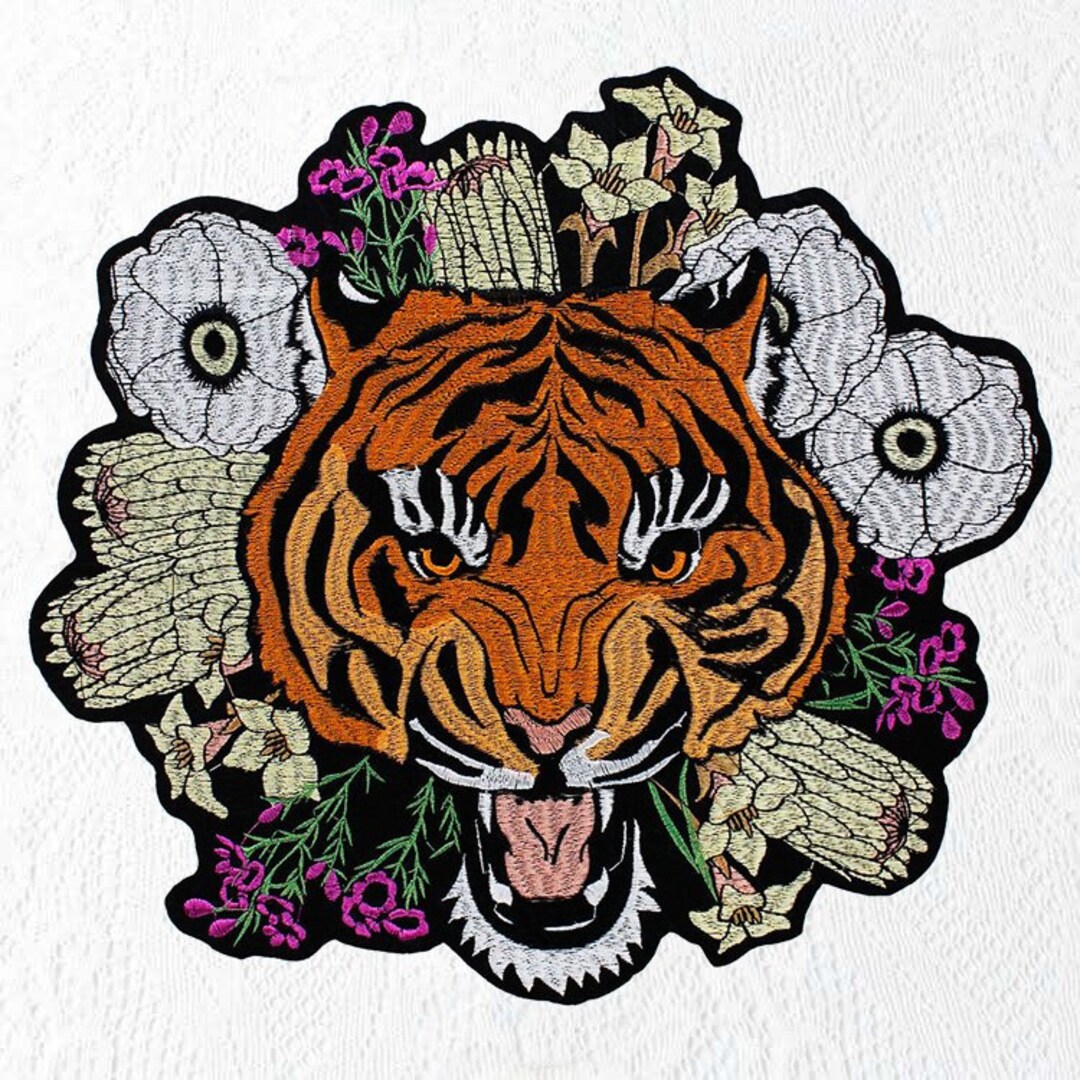 Large Tiger Embroidery Applique Patch,embroidered Tiger Head Patch ...