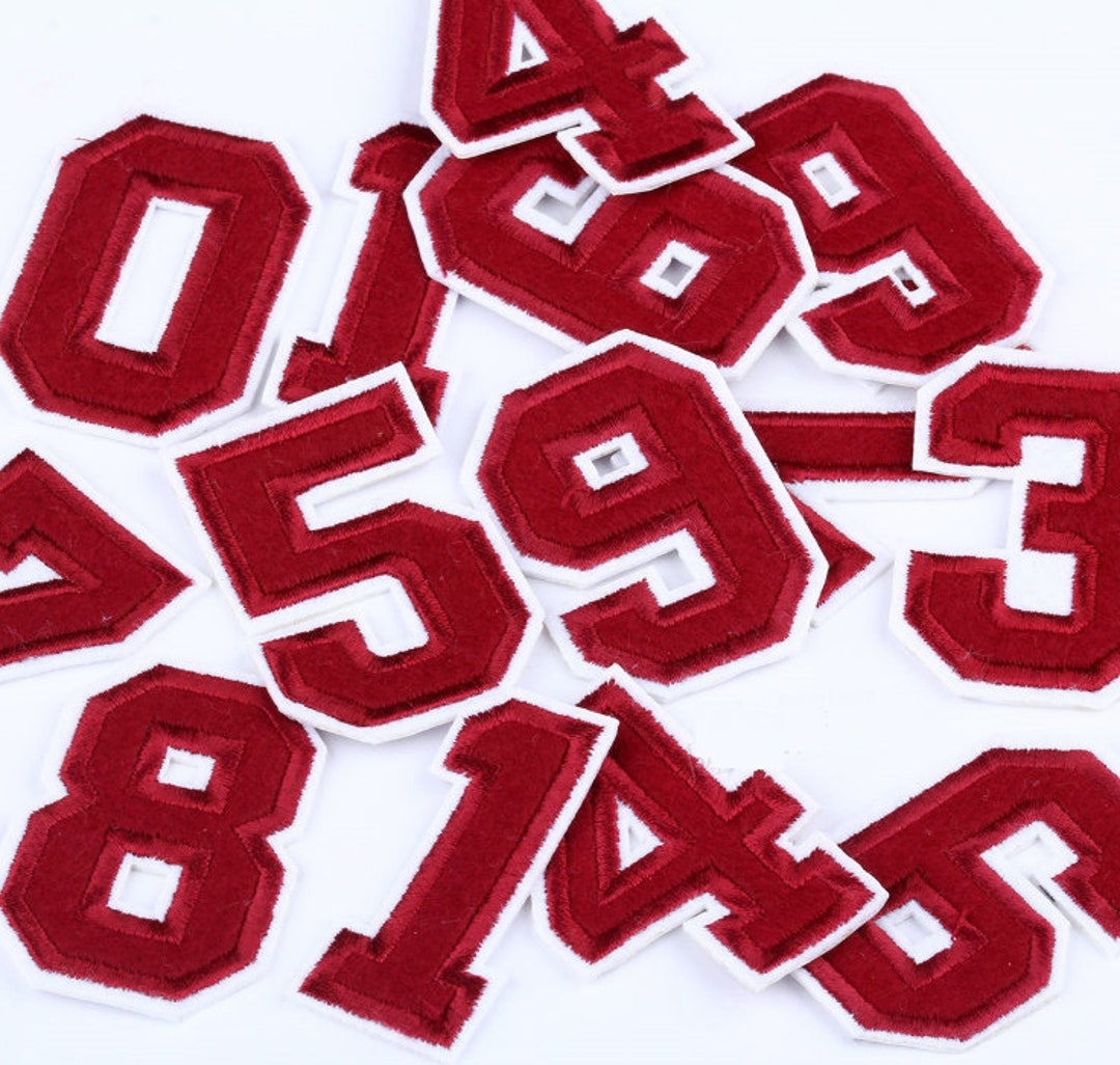 Red Embroidered Iron on Numbers Applique Patch,iron on Numerals Patch ...