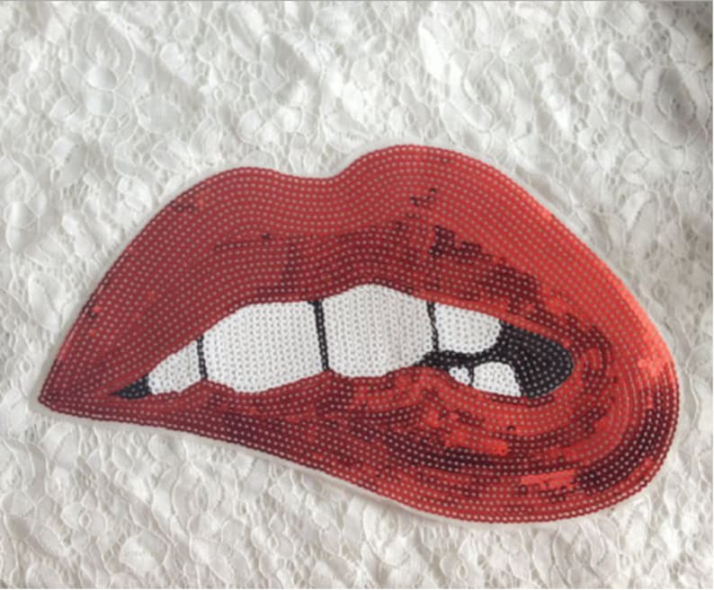 Red Mouth Sequined Applique Patchpaillette Patchsequins Lips - Etsy