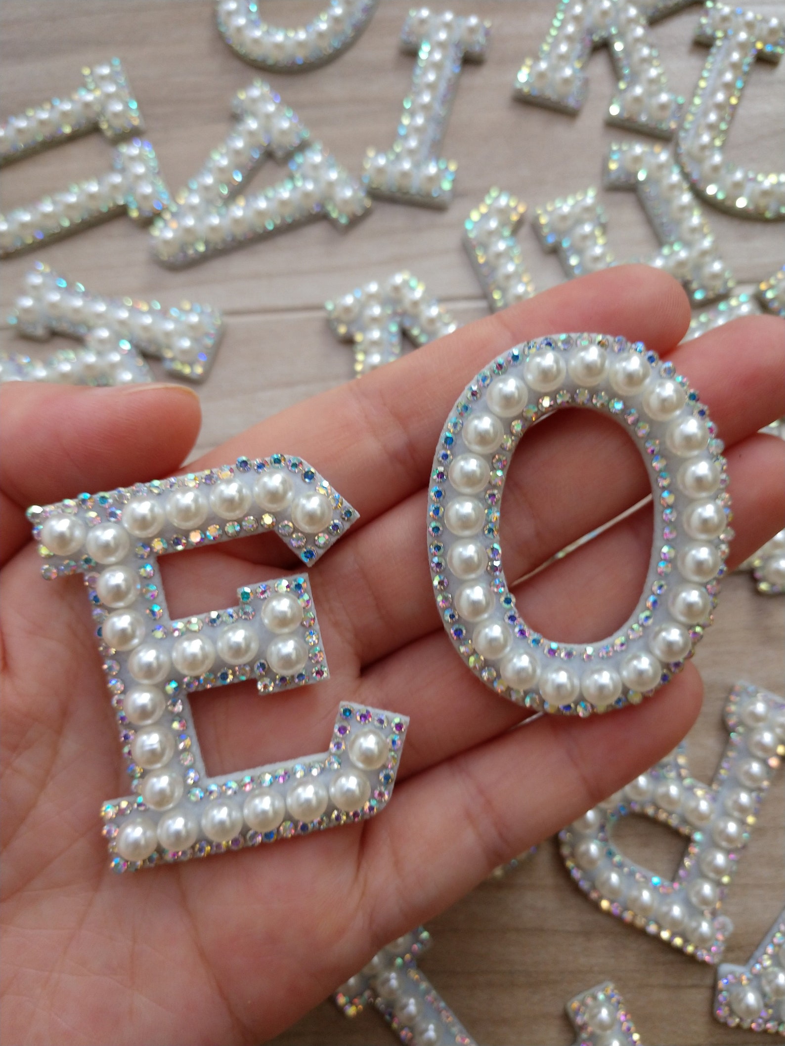 Delicate Pearl and Rhinestone Letters Iron on Applique - Etsy