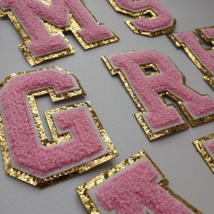 Pink Embroidered Letter Iron on Applique Patch,embroidery Name Letters ...