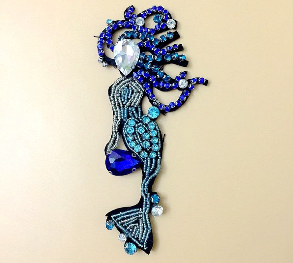 Delicate Embroidery Beaded Mermaid Sequined Applique - Etsy