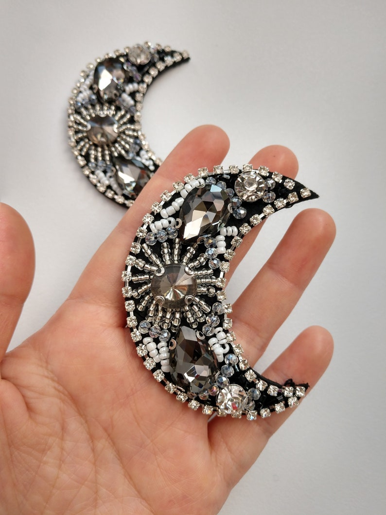 Delicate Moon Embroidery Rhinestone Applique Patch,beaded Star Patch ...