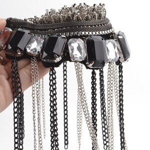 A Pair of Silver Tassels Epaulet,handmade Shoulder Pad,silver Studs ...