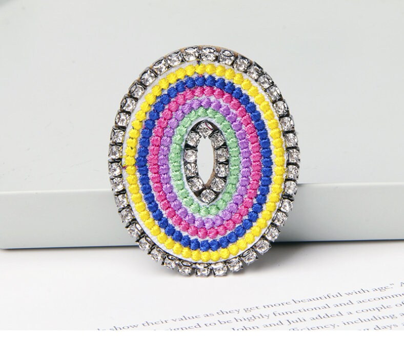 Delicate Colorful Rhinestone Embroidery Letter Applique - Etsy