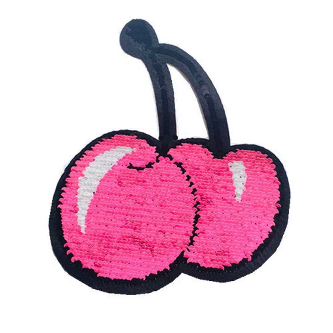 Red or Pink Cherry Sequined Applique Patch,paillette Patch,sequins ...