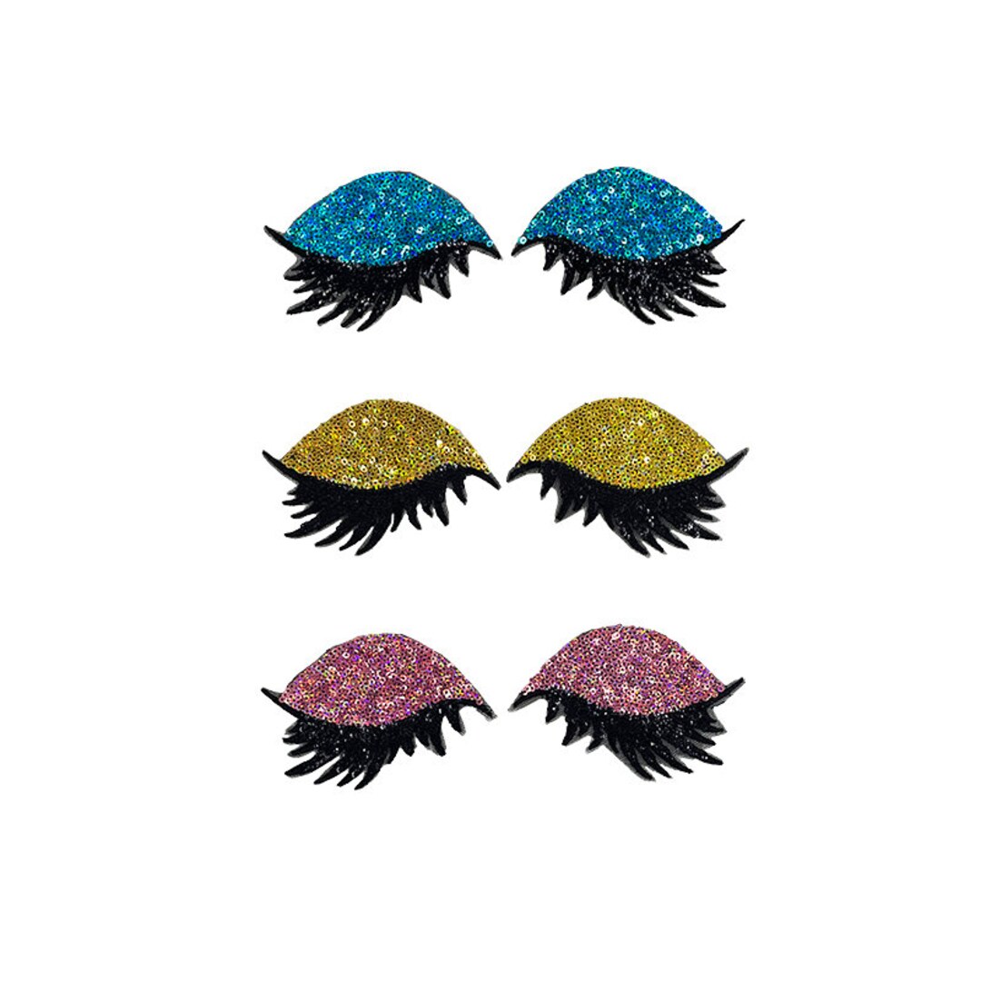 A Pair of Eye Sequined Applique Patch,eye Sequin Florals Sequins Patch ...