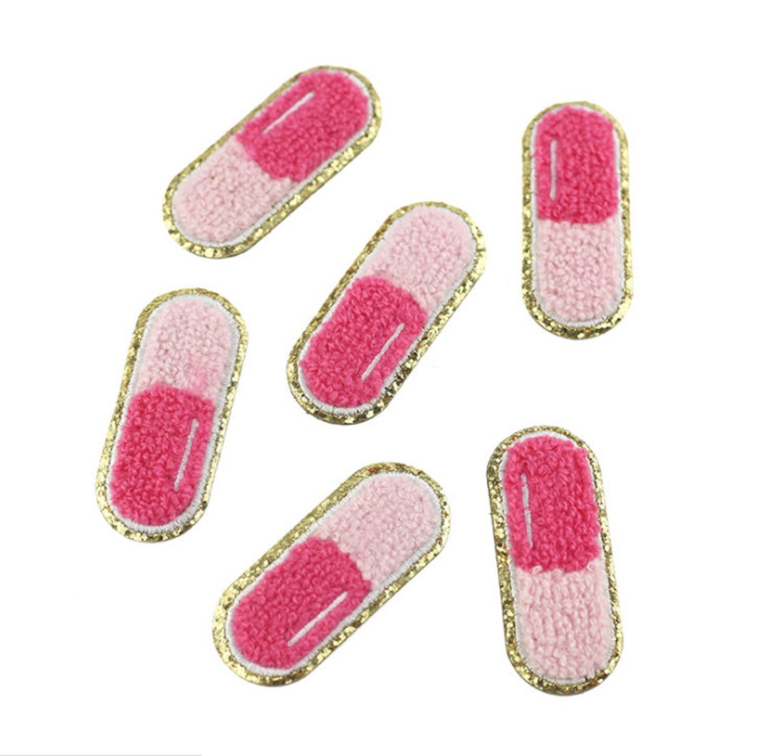 2 Pieces Chenille Pill Embroidered Iron on Applique Patch,pills Patch ...