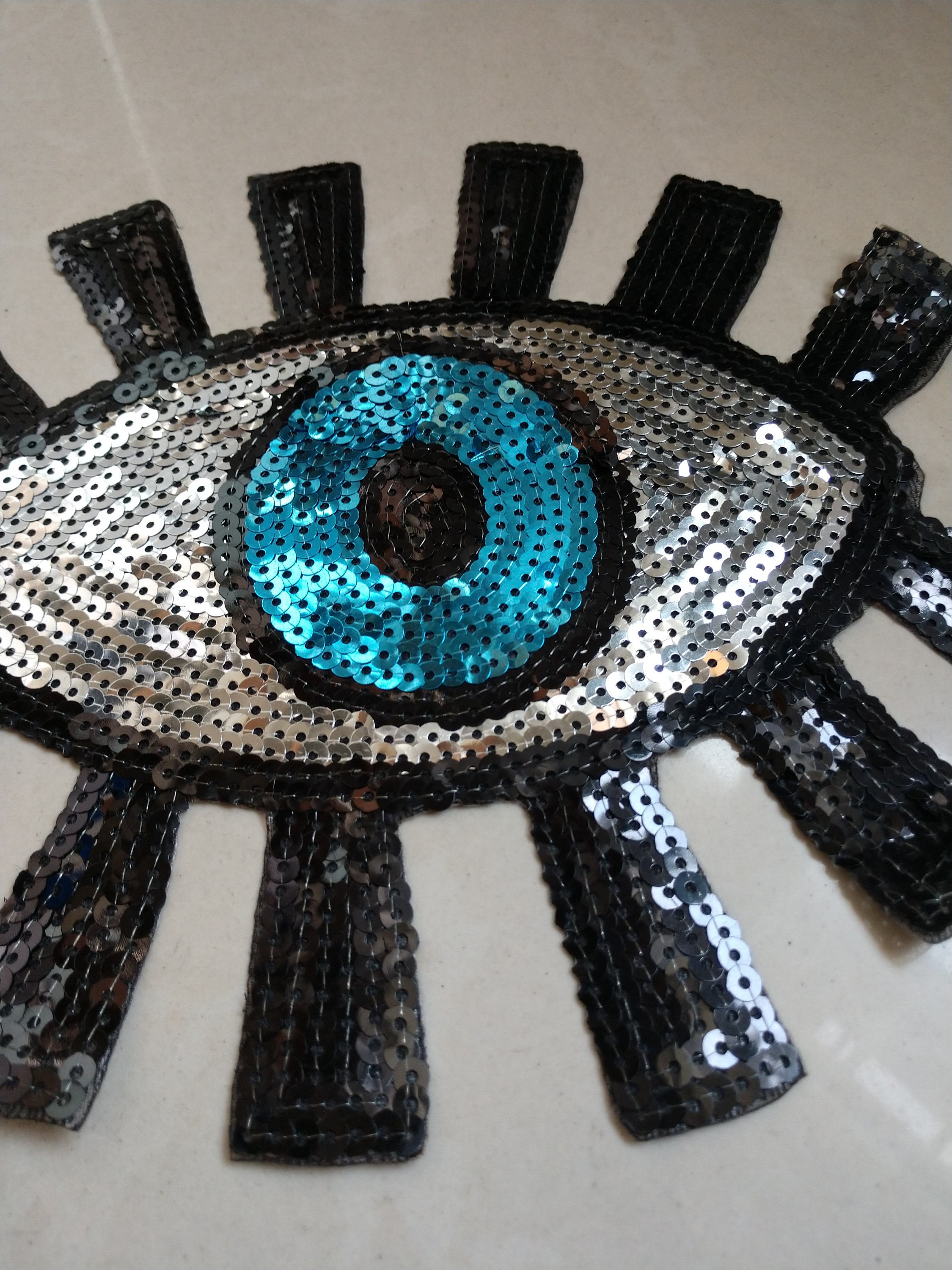 Black Eye Sequined Applique Patch,paillette Patch,sequins Eyes Patch ...