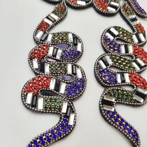 A Pair Embroidery Beaded Snake Sequined Applique Patch,rhinestone ...