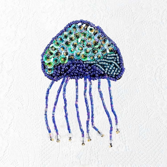 Delicate Jellyfish Embroidery Sequined Beaded Applique | Etsy
