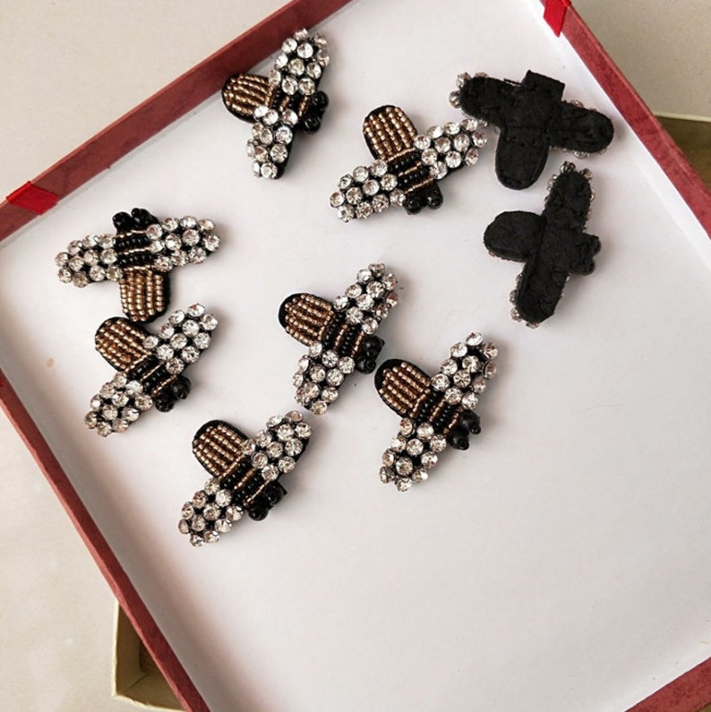 5 Pieces Bees Embroidery Beaded Sequined Applique Patch,beaded Bee ...