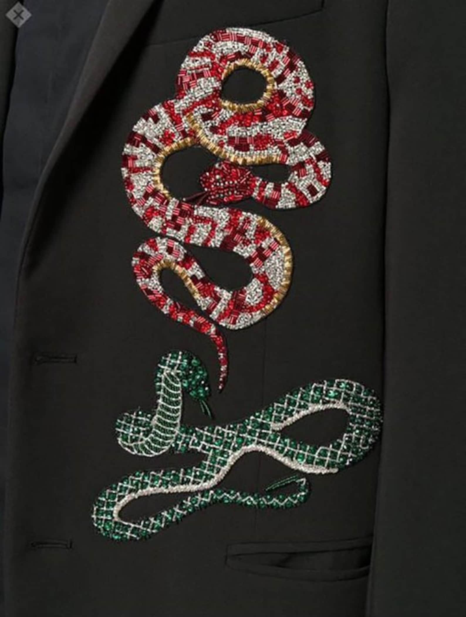 Delicate Snake Embroidery Rhinestone Sequined Applique - Etsy