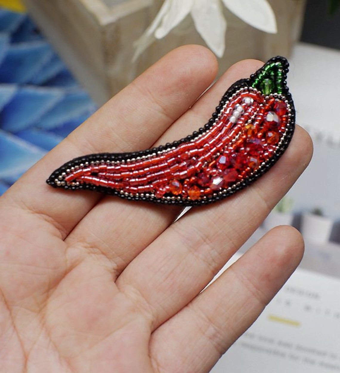 Delicate Embroidery Beaded Hot Pepper Sequined Applique - Etsy