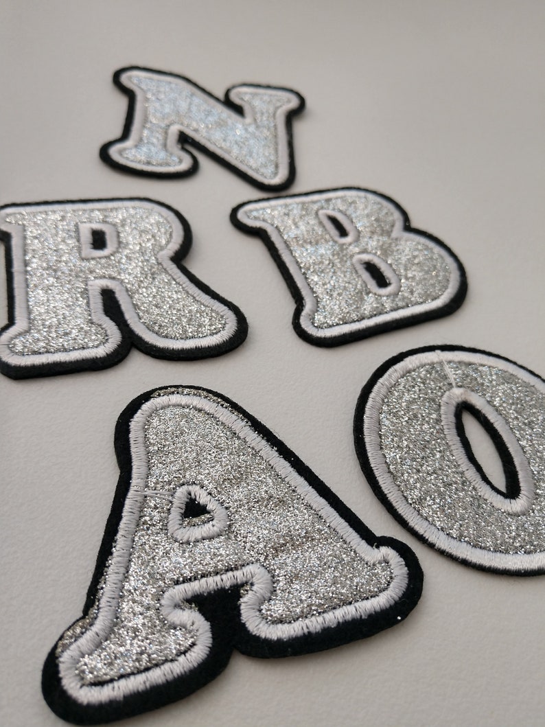 Silver Embroidered Iron on Letter Applique Patchiron on Name | Etsy