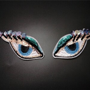 A Pair of Eyes Sequined Applique Patch,paillette Patch,sequins Eye ...