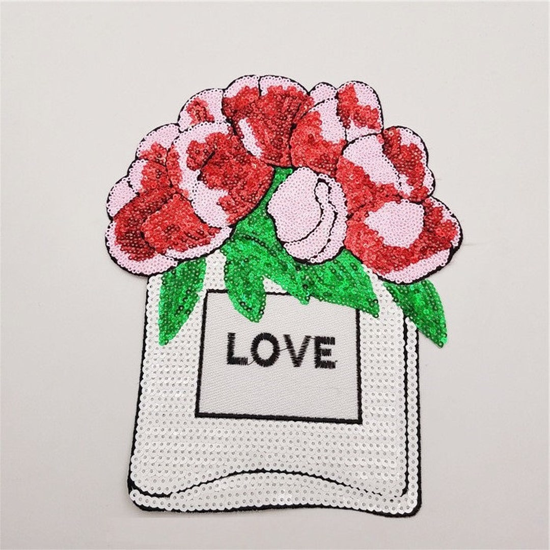 Perfume Bottle Sequined Applique Patch,sequins Flower Bottle Patch ...