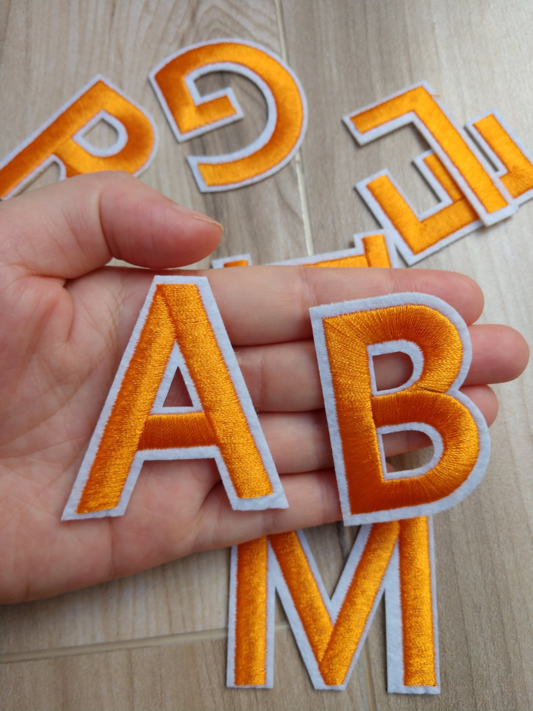 Orange Embroidered Iron on Letters Applique Patchiron on Name | Etsy