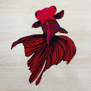 Delicate Red Goldfish Embroidered Applique Patch,vintage Fish Patch for ...