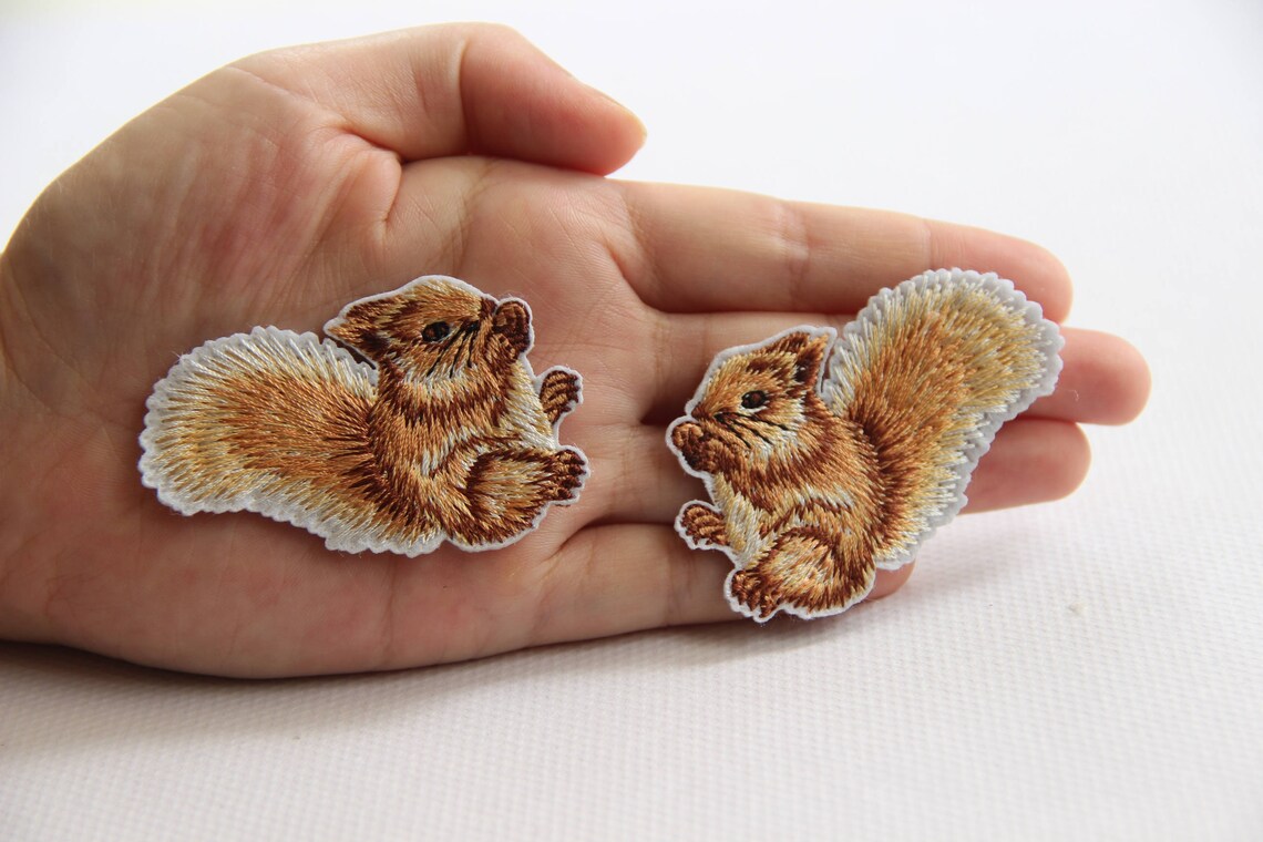 A Pair Squirrels Embroidery Iron on Applique Patch,embroideried Patch ...