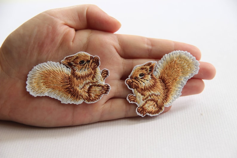 A Pair Squirrels Embroidery Iron on Applique Patch,embroideried Patch Supplies for Coat,t-shirt ...
