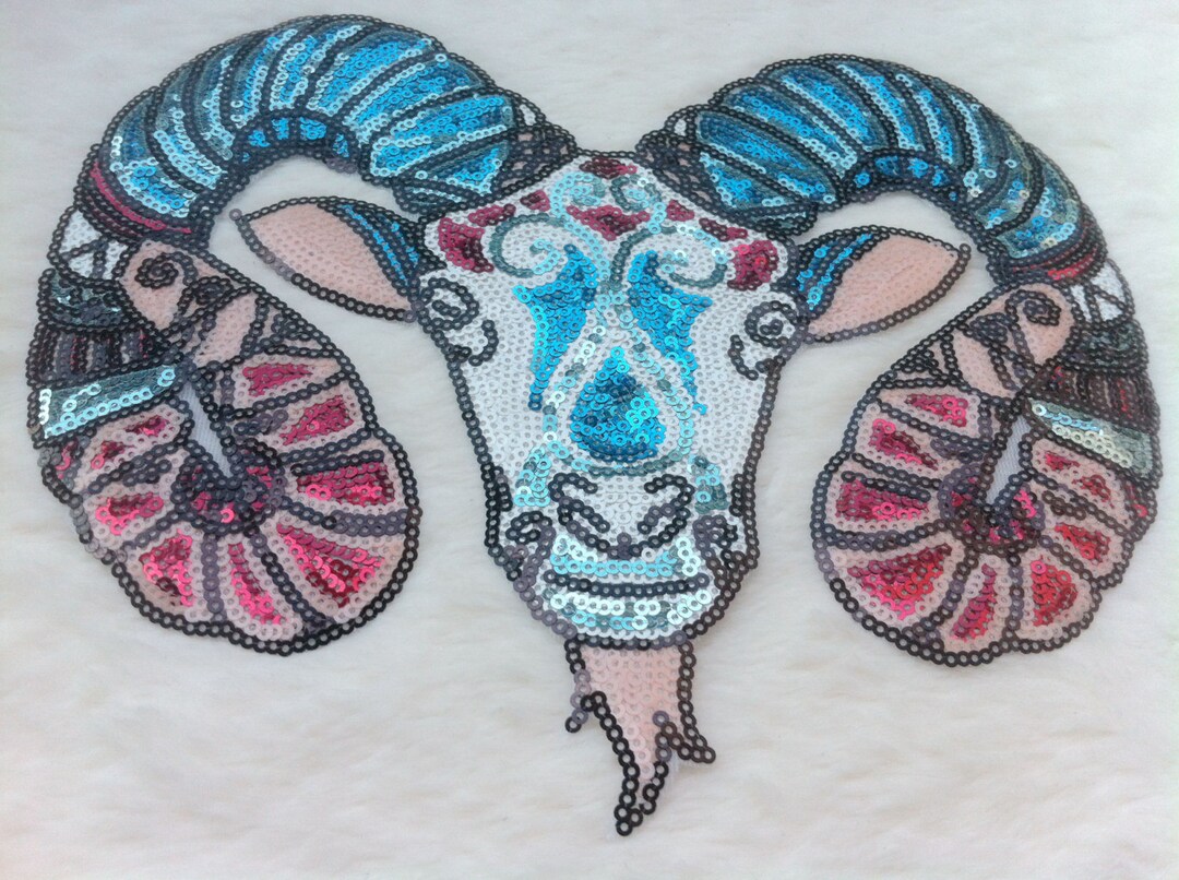 Wild Sheep Head Sequined Applique Patch,paillette Patch,sequins Sheep ...