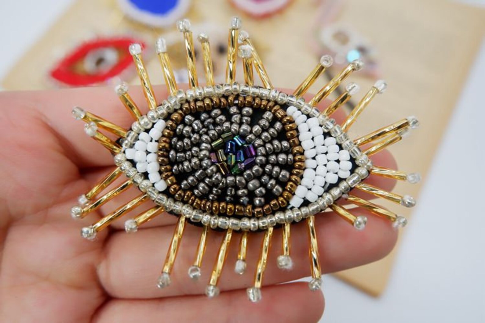 A Pair of Eye Embroidery Beaded Sequined Applique Patchbeaded - Etsy