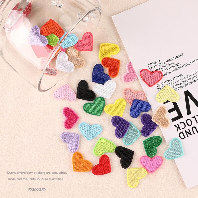 20 Pieces Heart Embroidery Iron on Applique Patch,embroidered Hearts ...