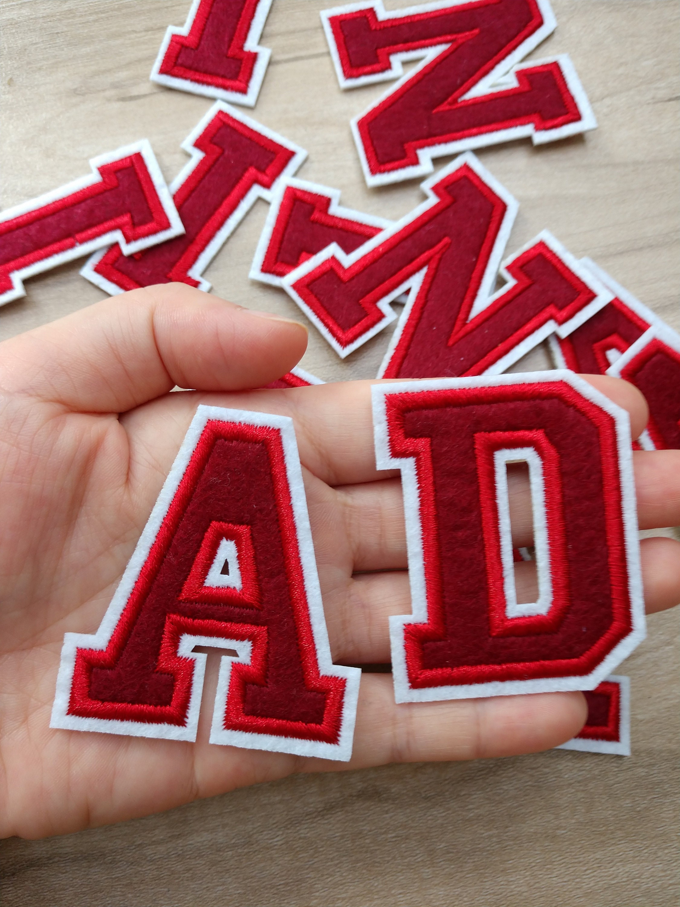 Dark Red Embroidered Iron on Letters Applique Patchiron on - Etsy