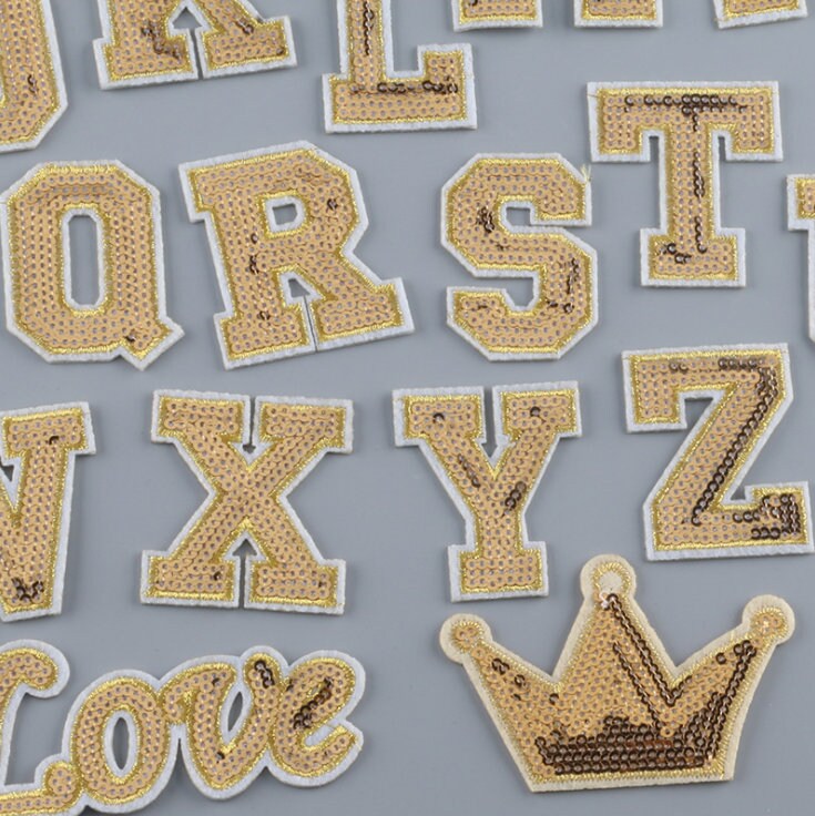 A Set 28 Pieces Gold or Silver Embroidery Sequined Letters - Etsy