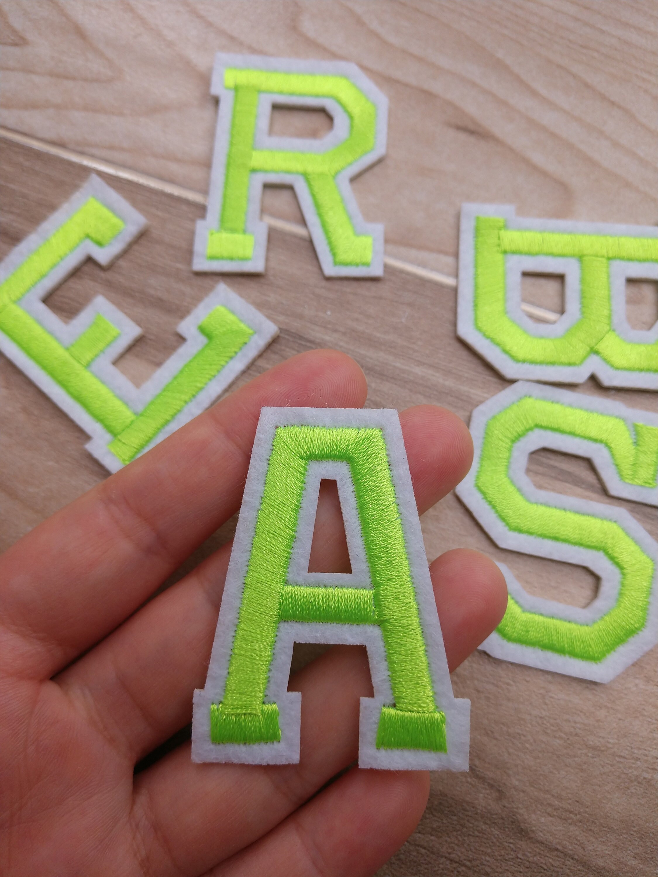 Green Embroidered Iron on Letter Applique Patchiron on Name - Etsy