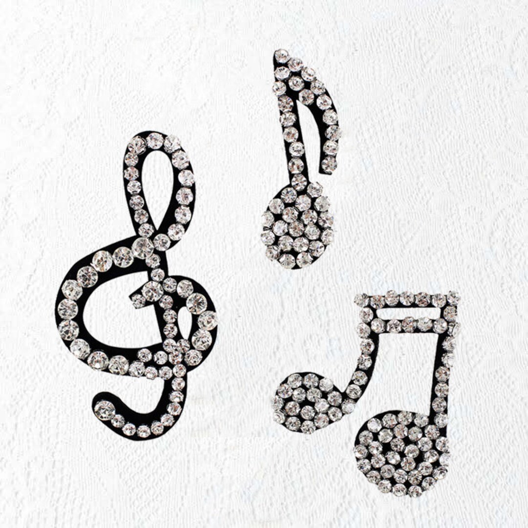 3 Pieces Embroidery Music Note Sequined Beaded Applique Patch,diamond ...