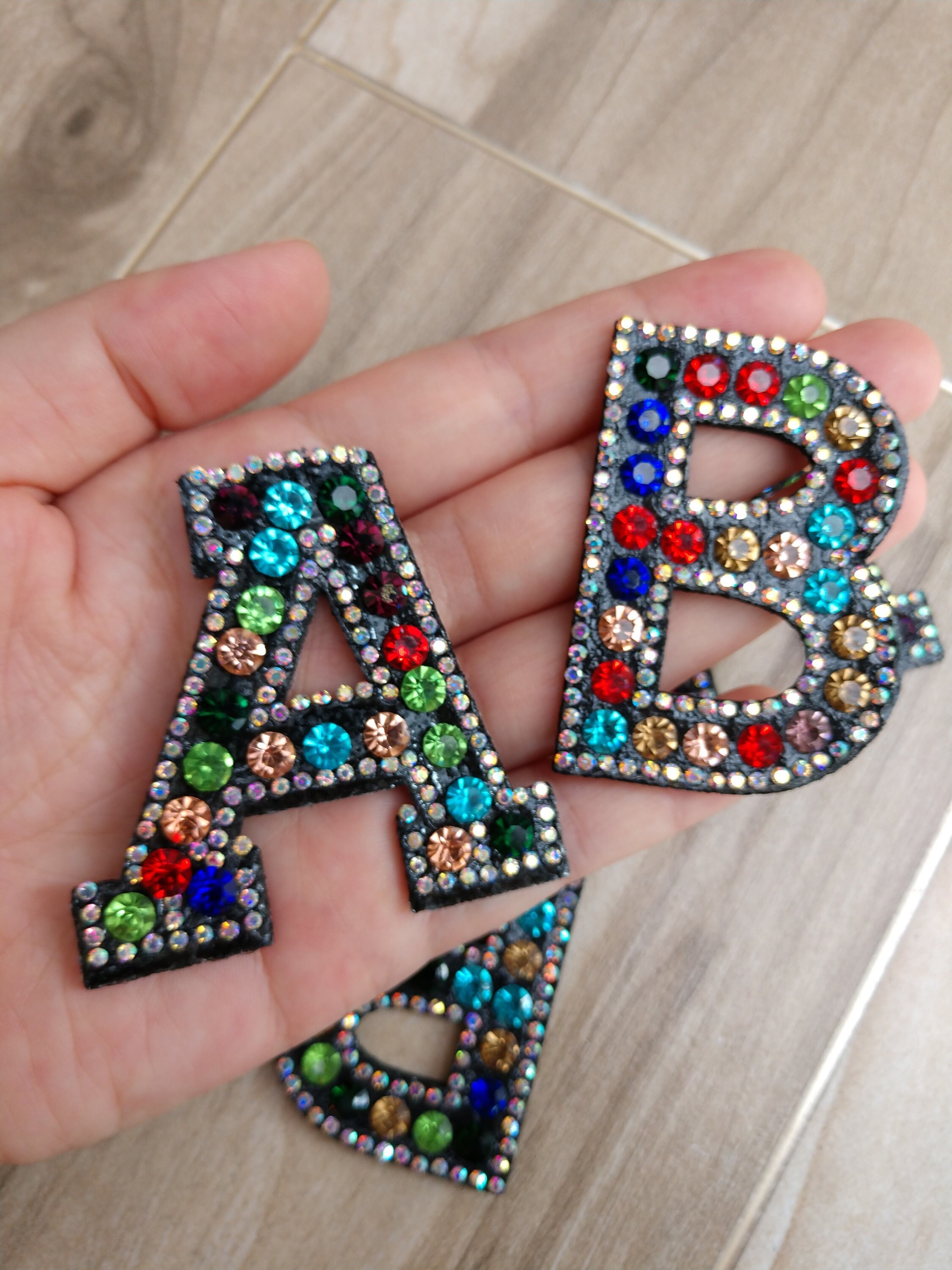 Colorful Diamond and Rhinestone Letters Iron on Applique - Etsy