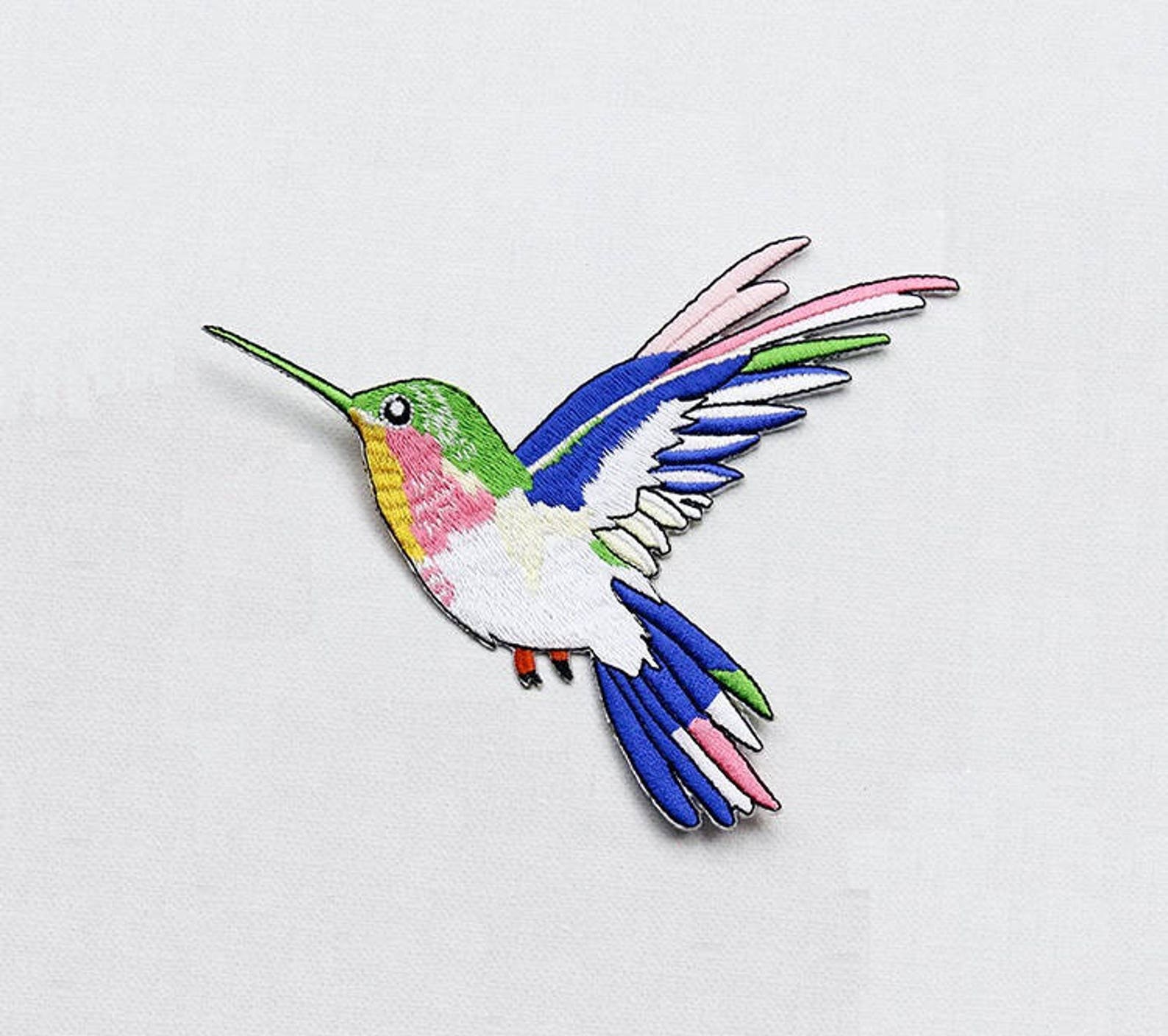 A Pair of Flying Hummingbird Embroidered Iron on Applique | Etsy