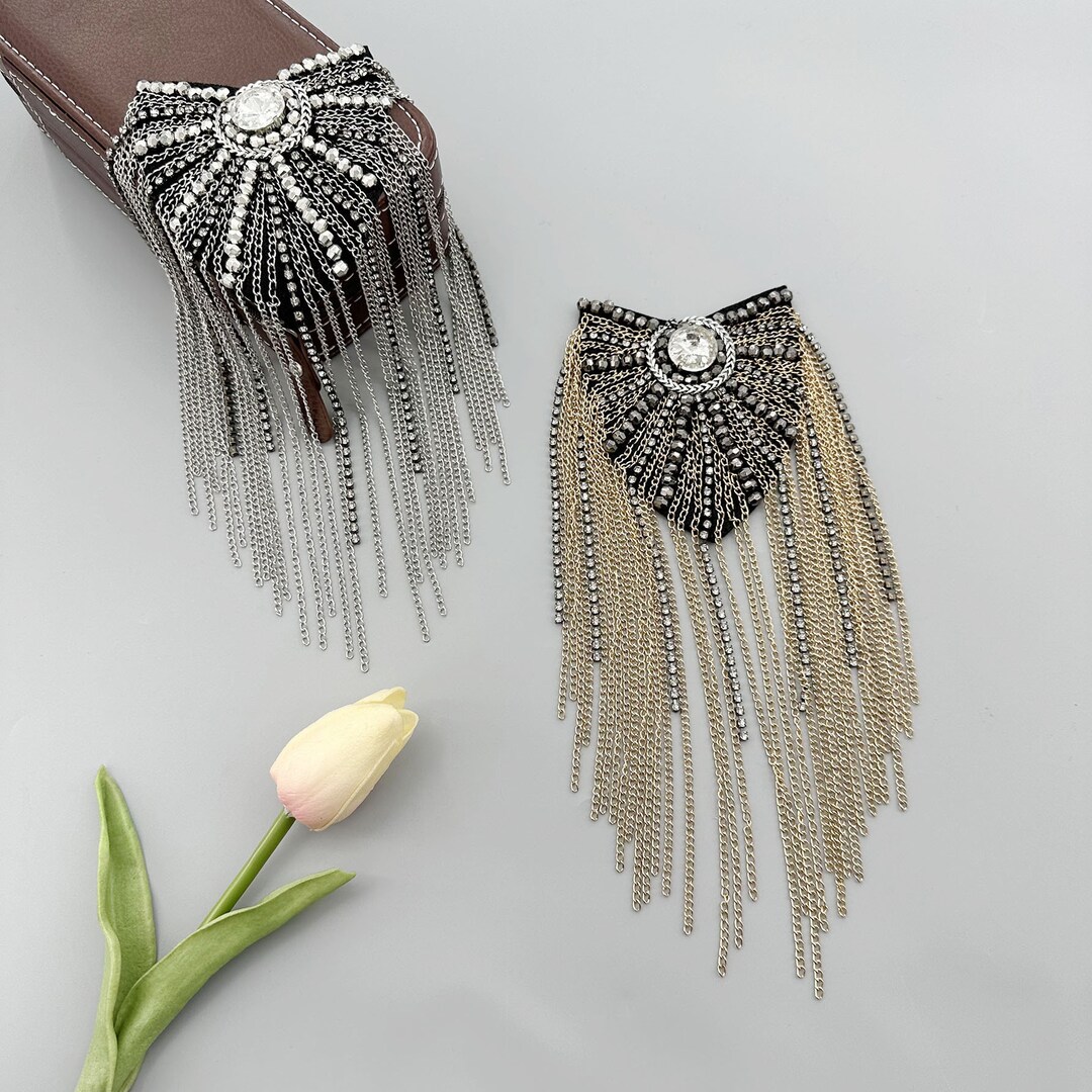 A Pair of Gold or Silver Tassels Epaulet,handmade Shoulder Pad,gold ...