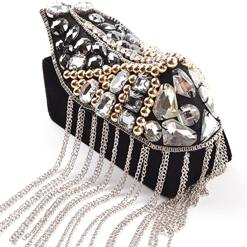 A Pair of Crystal Long Tassels Epaulethandmade Shoulder - Etsy