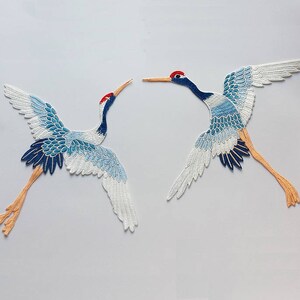 Delicate Blue Cranes Embroidered Applique Patch,embroidery Birds ...