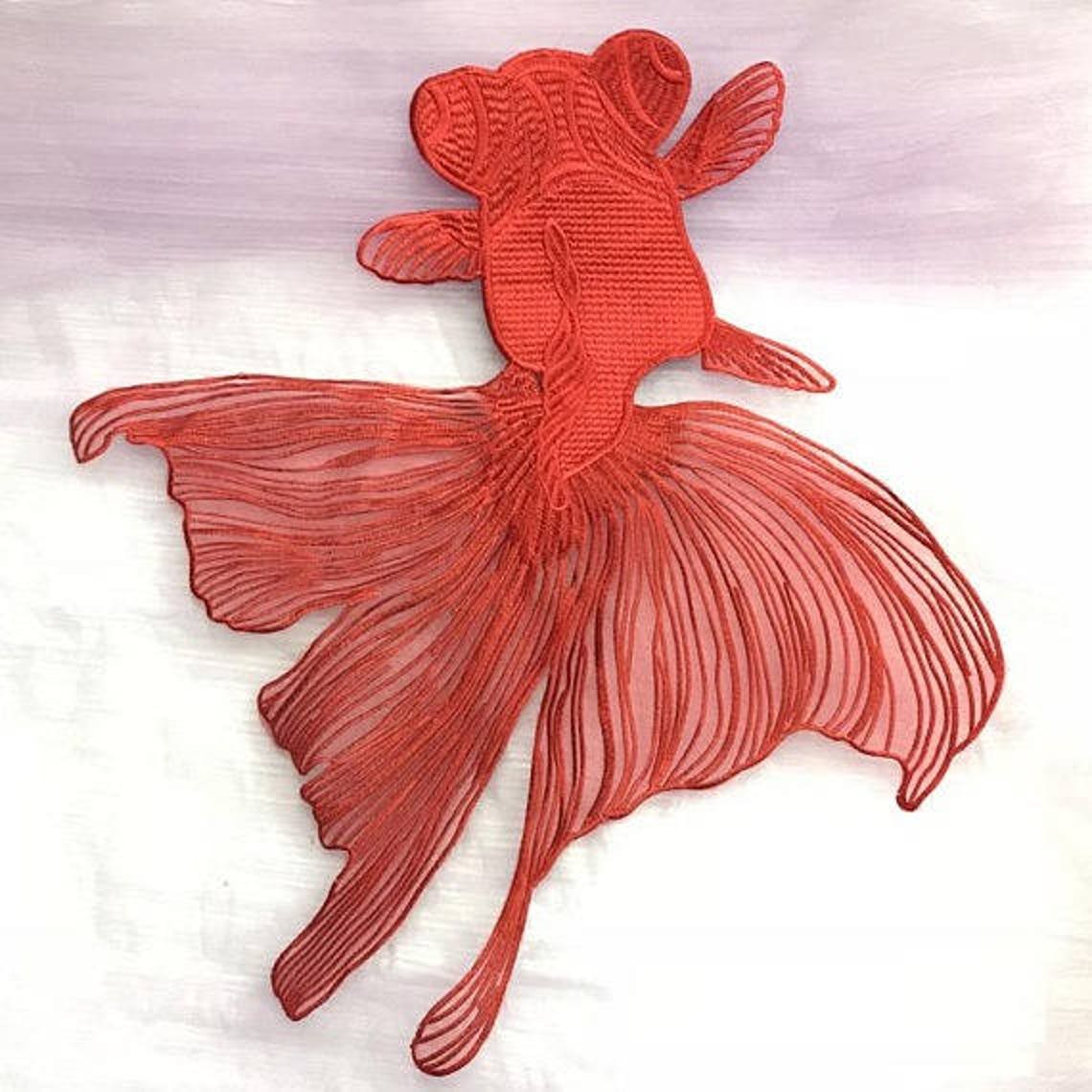 Delicate Red Goldfish Embroidered Applique Patch,embroidery Patch for ...