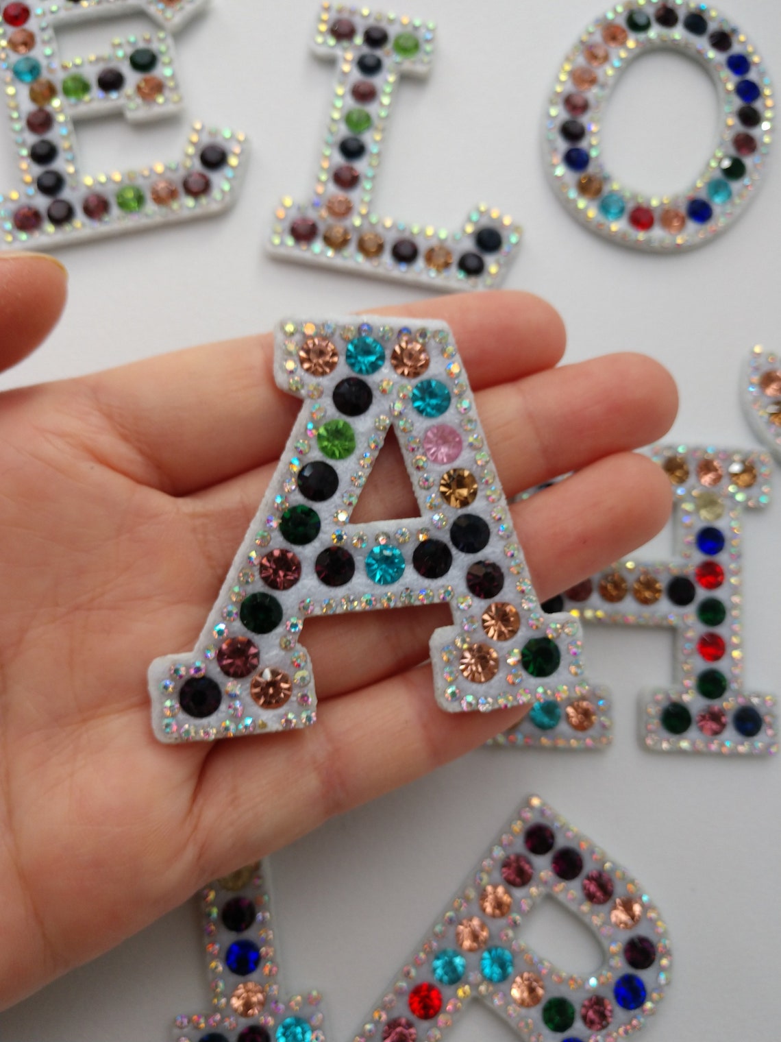 Colorful Diamond and Rhinestone Letters Iron on Applique | Etsy