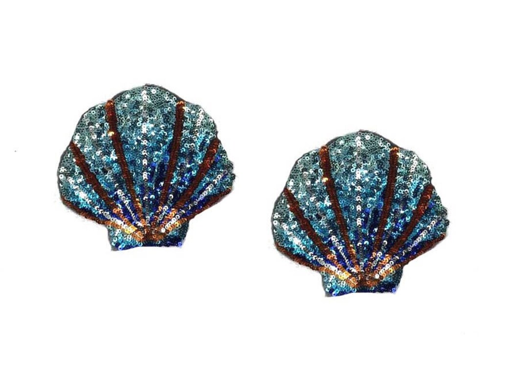 A Pair of Shell Applique Patches,paillette Patch,sequin Shells Patch ...