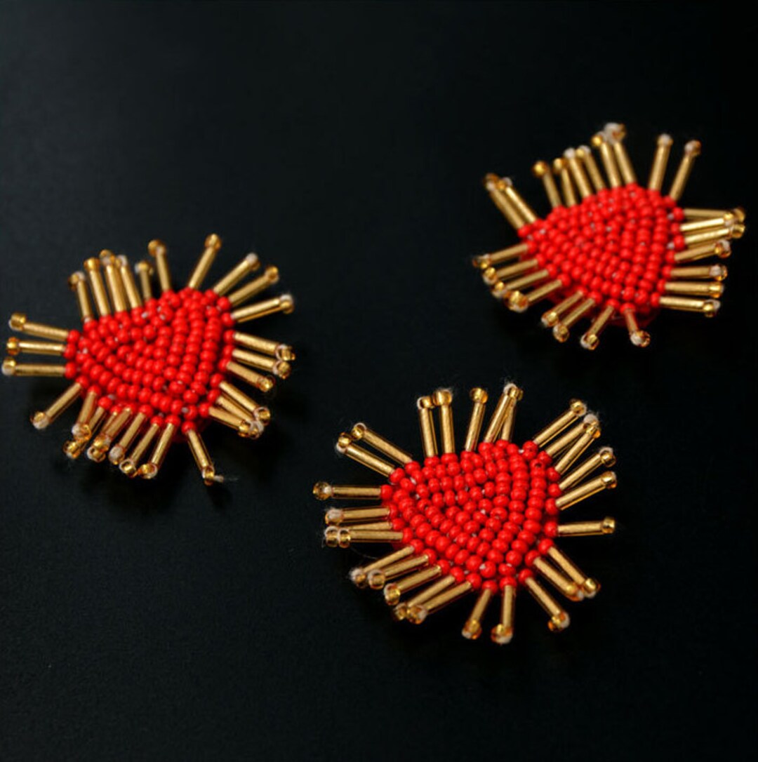 Delicate Embroidery Beaded Heart Sequined Applique Patch,beaded Heart ...