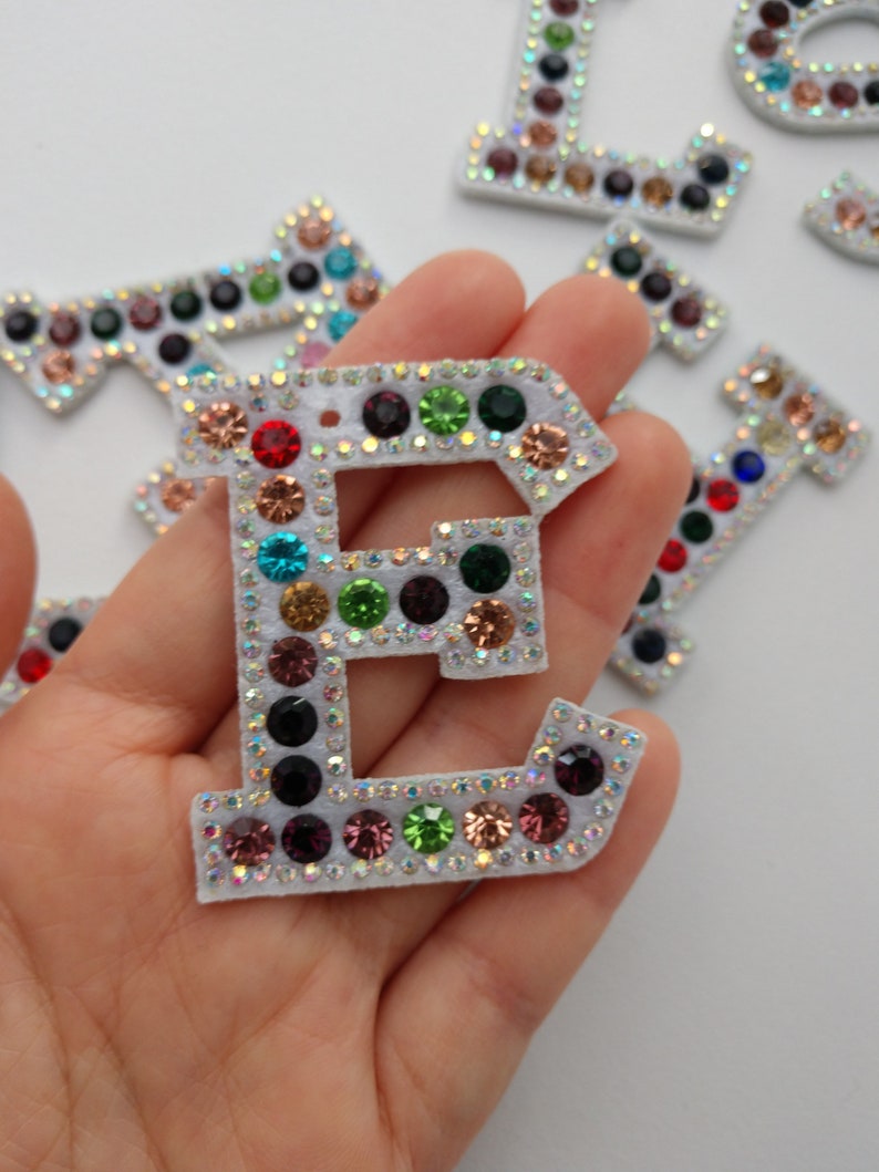 Colorful Diamond and Rhinestone Letters Iron on Applique | Etsy