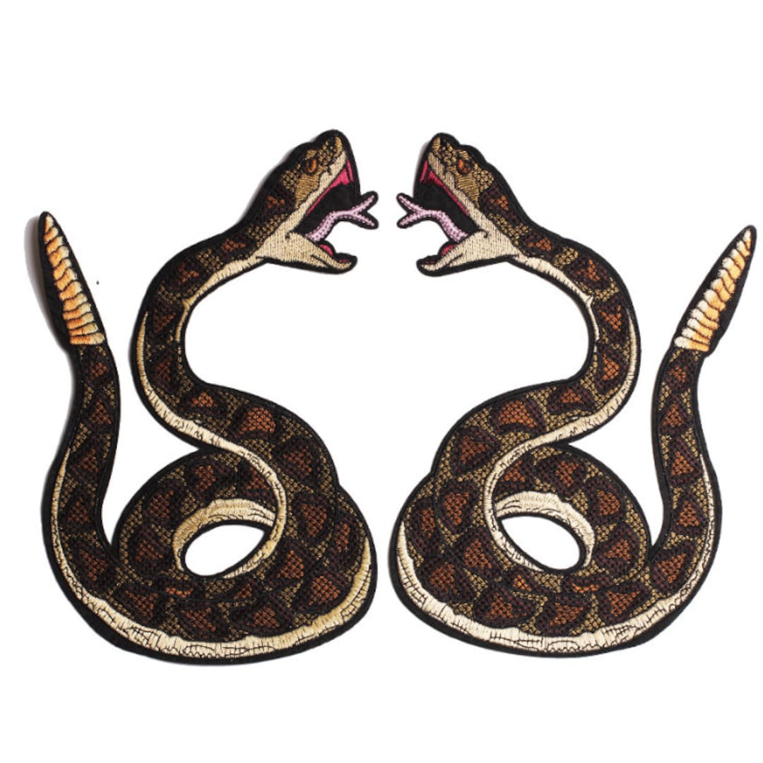 A Pair of Snake Embroidered Iron on Applique Patch,embroidery Snake ...