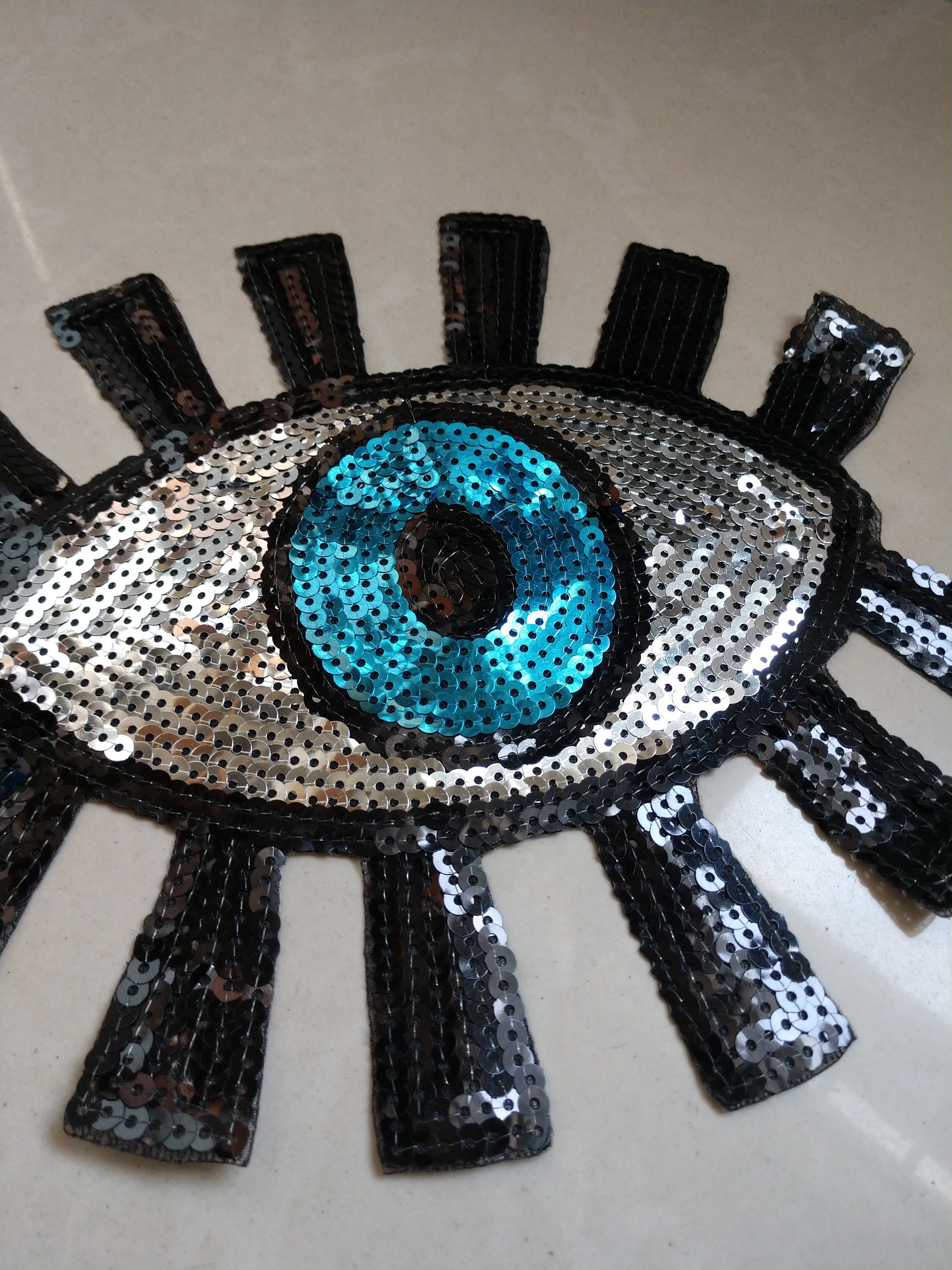 Black Eye Sequined Applique Patch,paillette Patch,sequins Eyes Patch ...
