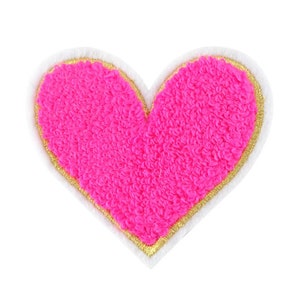 12 Pieces Colorful Chenille Heart Embroidered Iron on Applique Patch ...