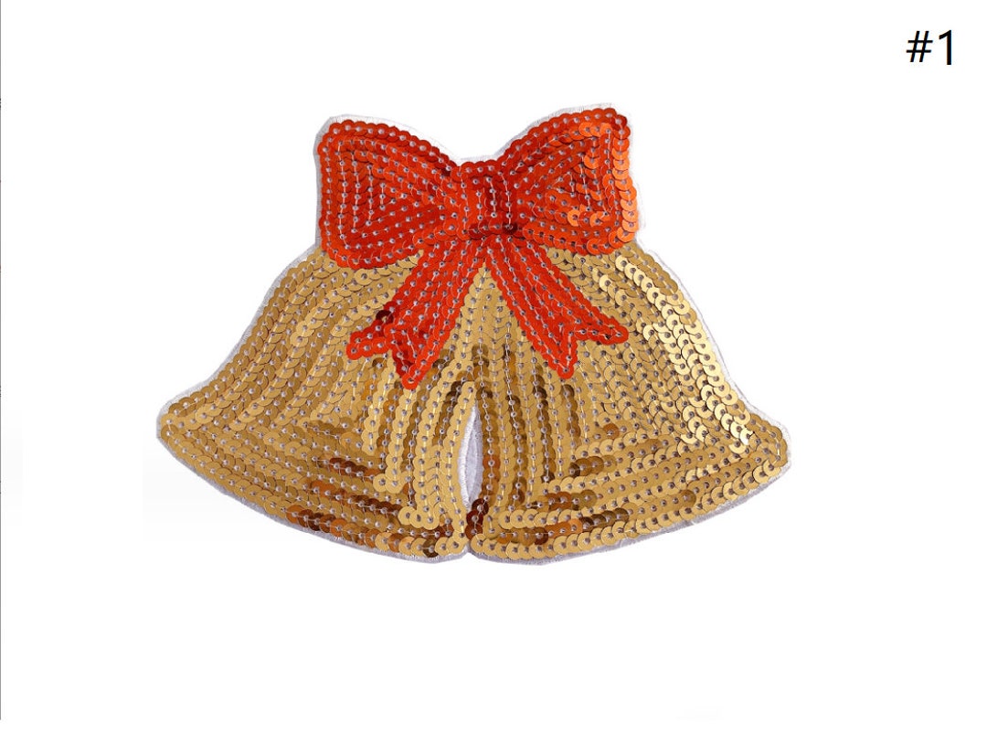 Bell or Snowman Sequined Iron on Applique Patch,paillette Patch,sequins ...