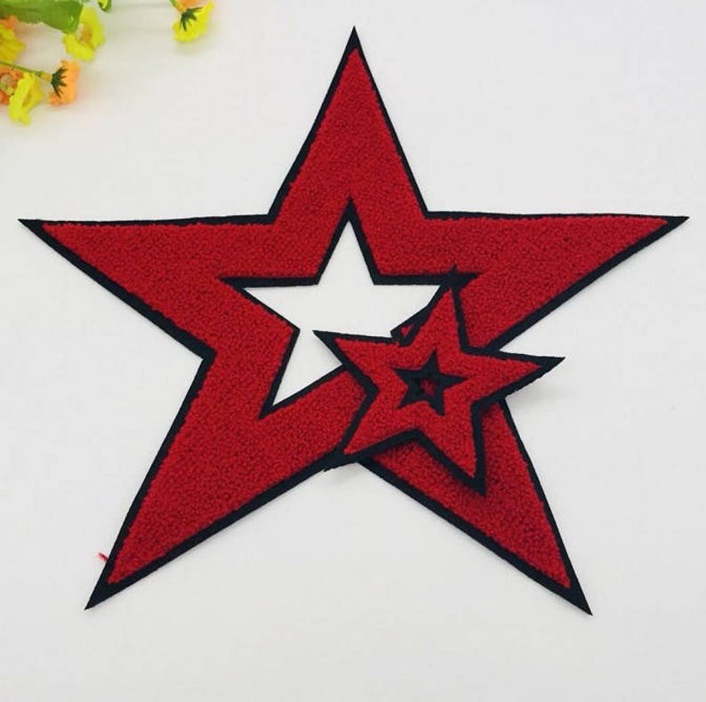 2 Pieces Stars Embroidered Applique Patch, Embroidery Stars Patches for ...
