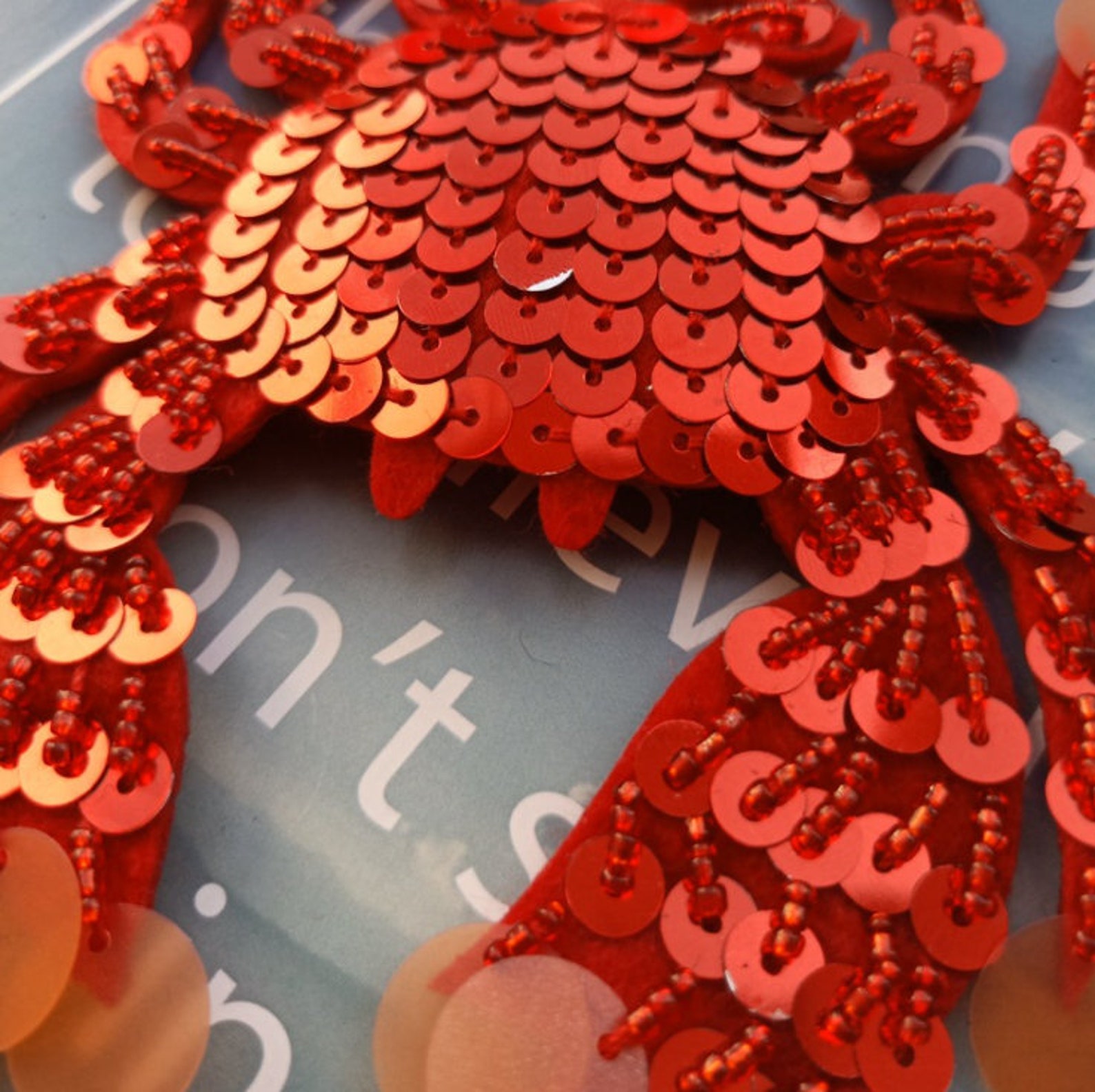 Delicate Embroidery Crab Sequined Beaded Applique Patch,beaded Crab ...